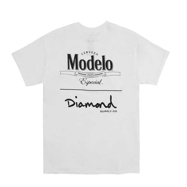 Diamond x Modelo Stacked Tee - White | Boarders
